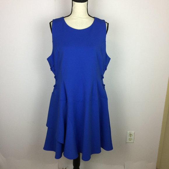 Bar III | Dresses | New Bar Iii Fit Flare Dress Xl Womans Blue Tiered ...
